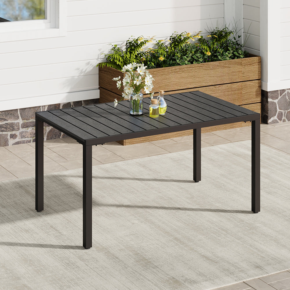Grey Garden Wood Effect Patio Table with Parasol Hole – Breeins
